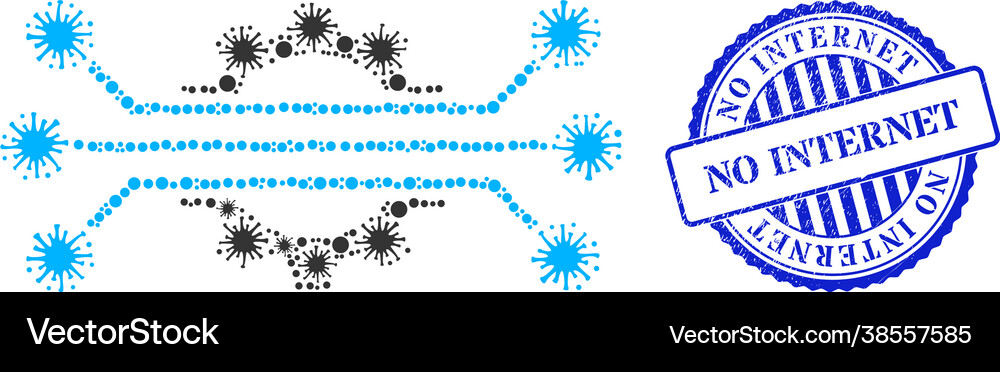 Rubber no internet stamp seal and contagious Vector Image
