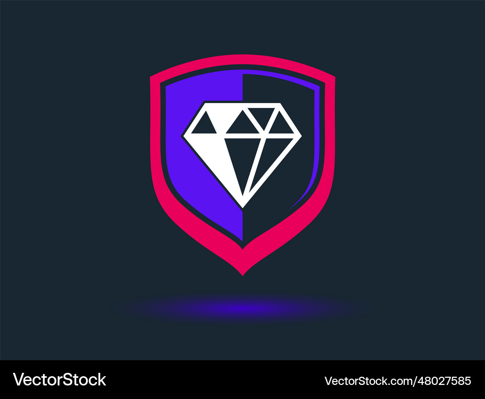 Shield with diamond logo ammo protection symbol Vector Image