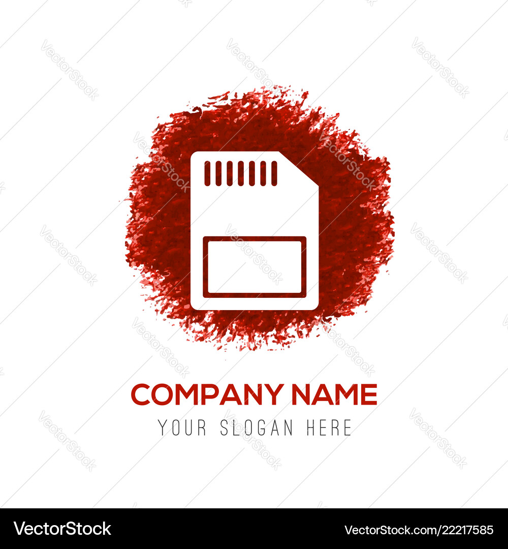 Sim card icon - red watercolor circle splash Vector Image