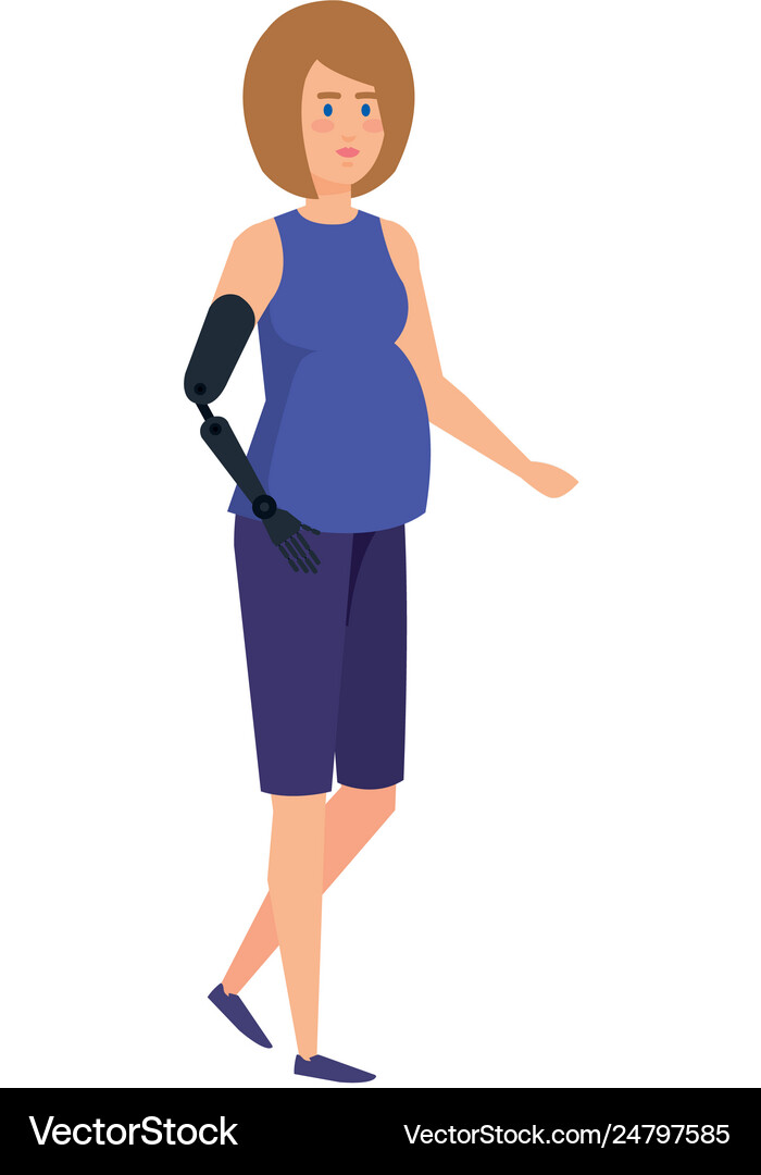 Woman with arm prosthesis character Royalty Free Vector