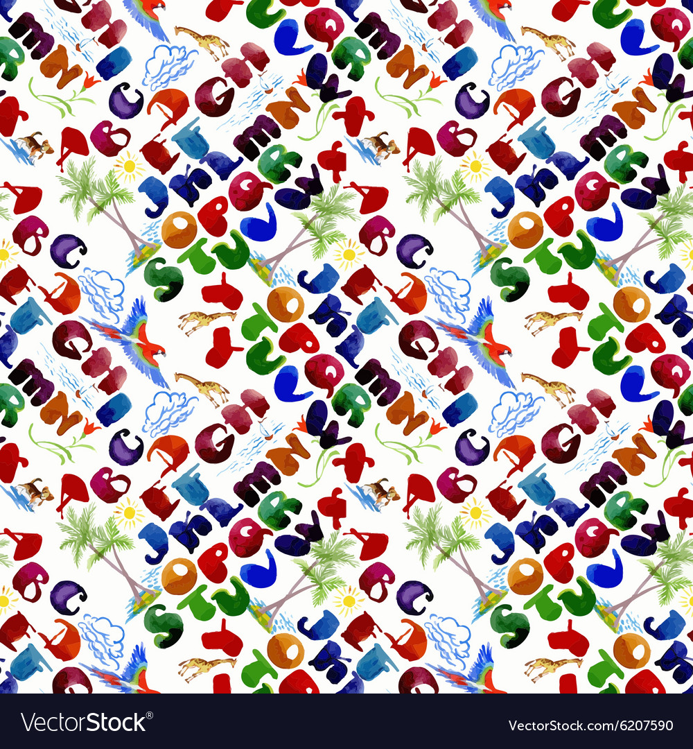 Abc alphabet watercolor calligraphy letters Vector Image