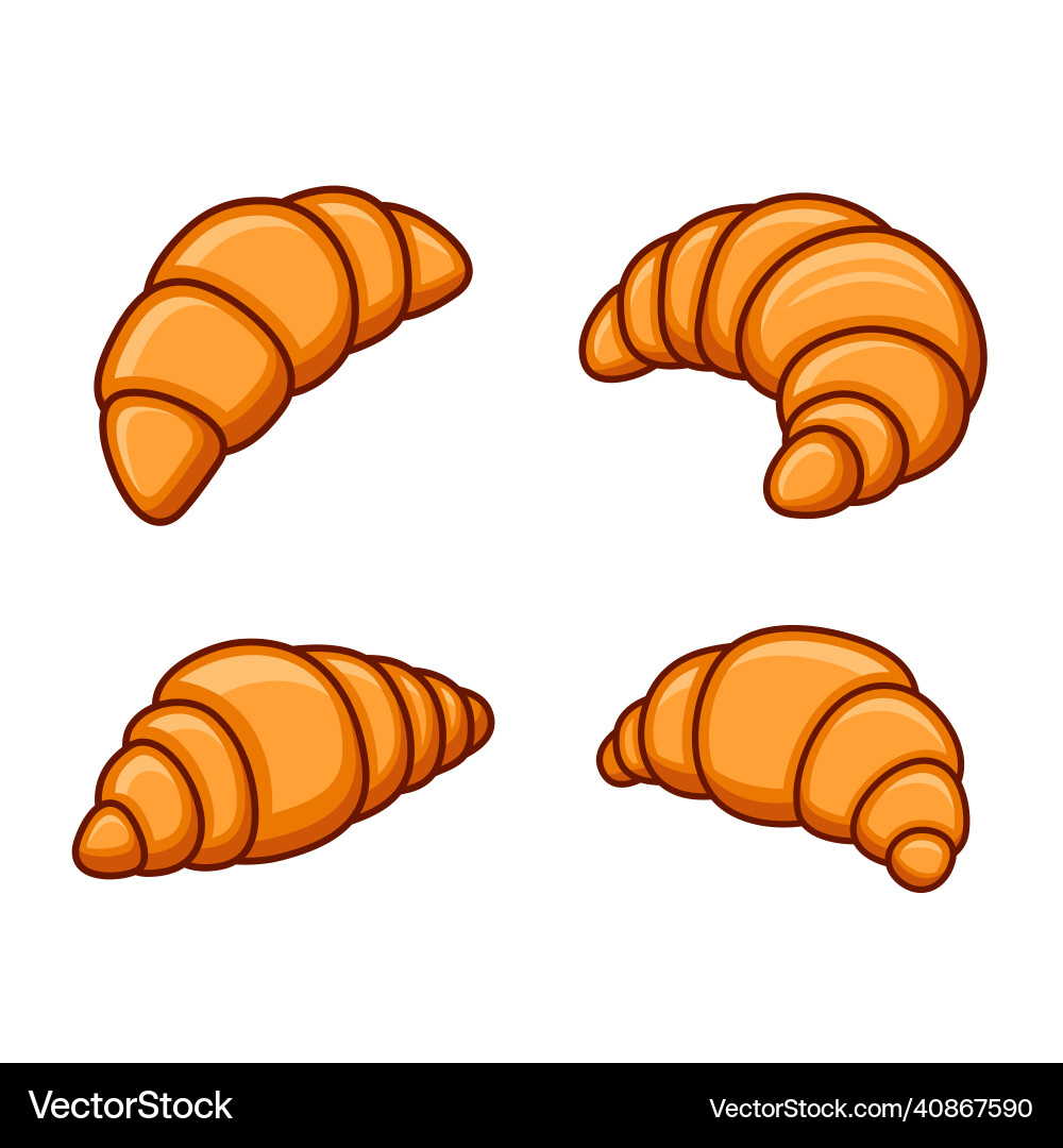 Croissants bake pastry set on white background Vector Image