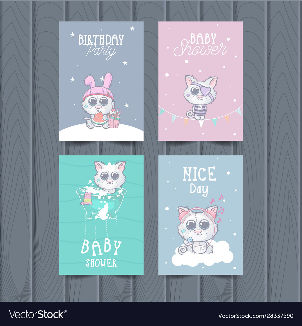 Cute cats collection set for kids Royalty Free Vector Image
