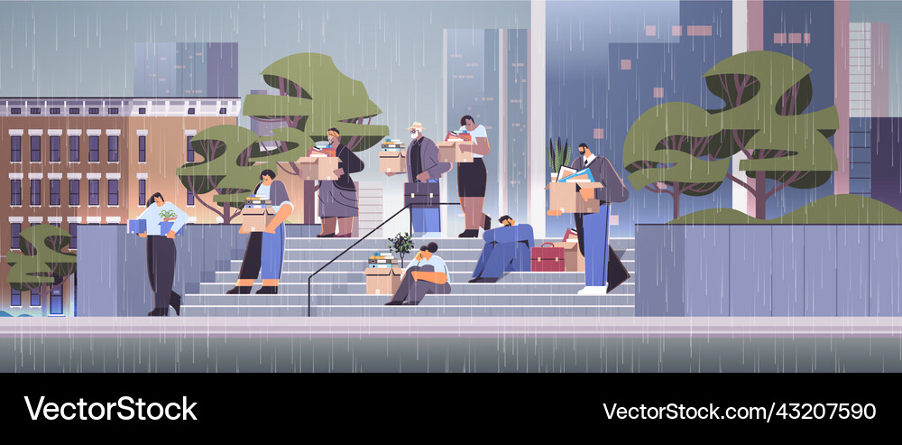 Fired employees or businesspeople with things Vector Image