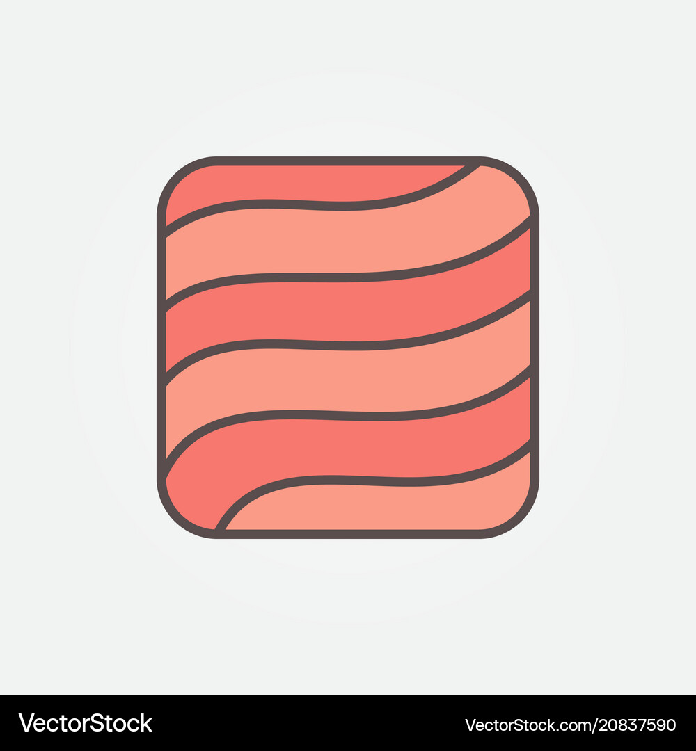 Flat salmon or trout fillet square concept icon Vector Image