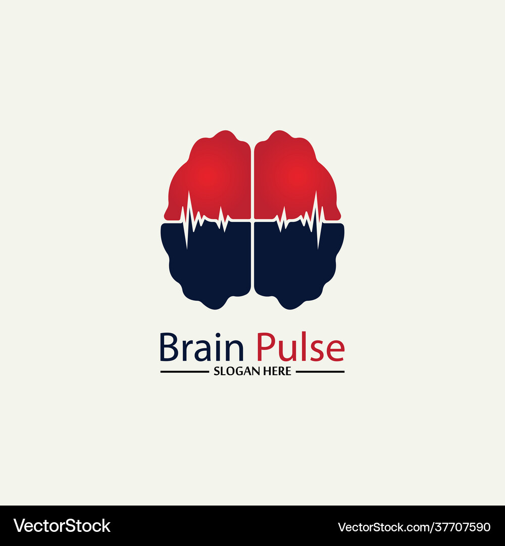 Health brain pulse logo template design emblem Vector Image