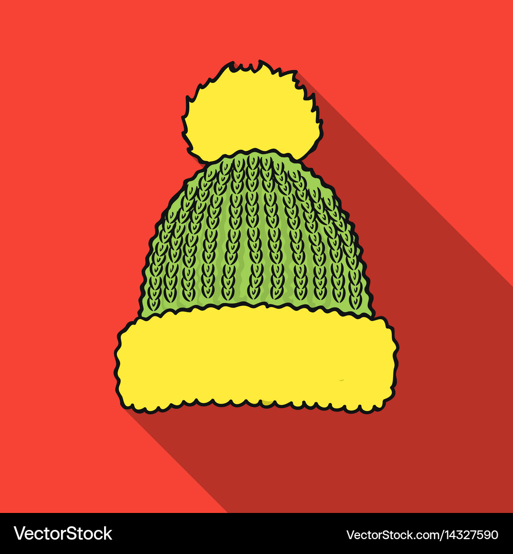 Knit cap icon in flate style isolated on white Vector Image