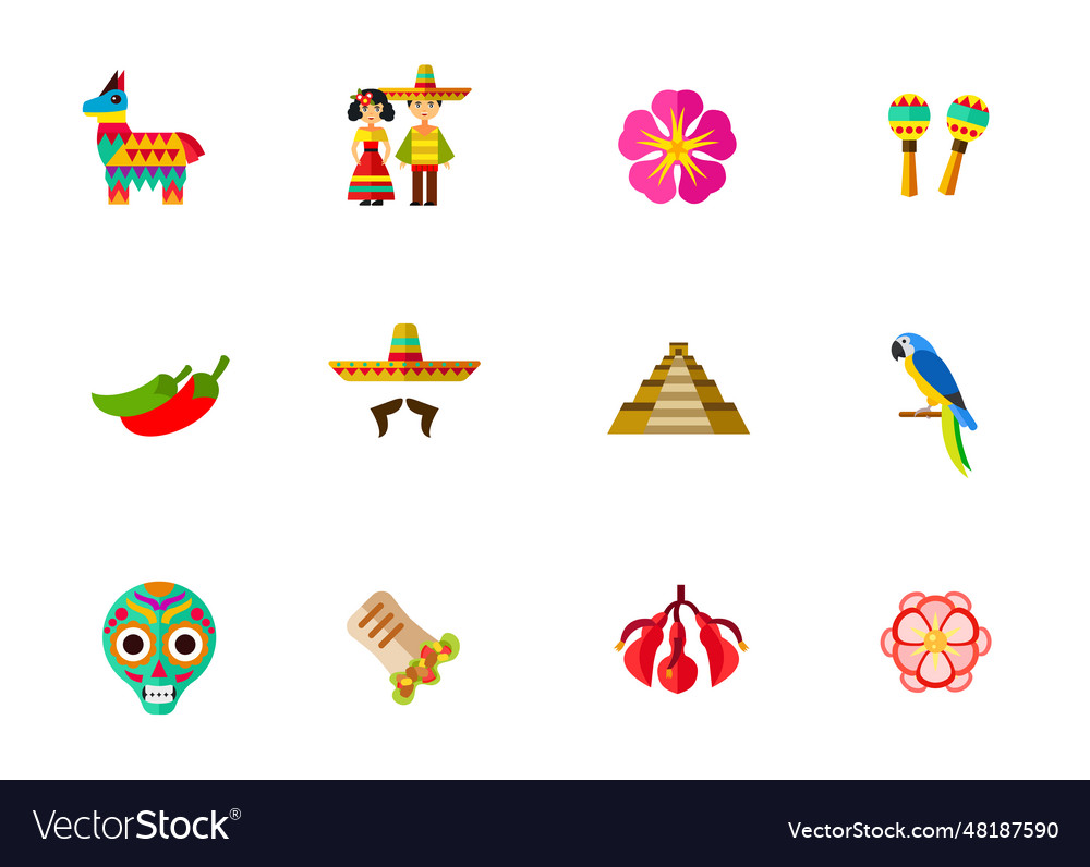 Mexico icon set Royalty Free Vector Image - VectorStock