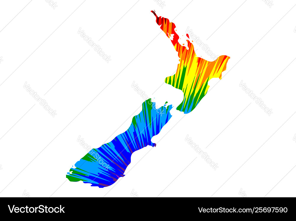 New zealand - map is designed rainbow abstract Vector Image