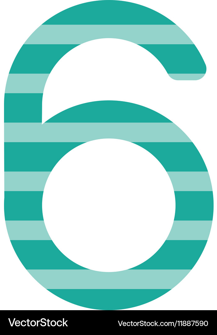 Number six design with horizontal colorful striped