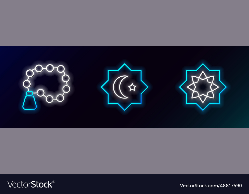 Set line octagonal star rosary beads religion Vector Image Set line octagonal star rosary beads religion Vector Image