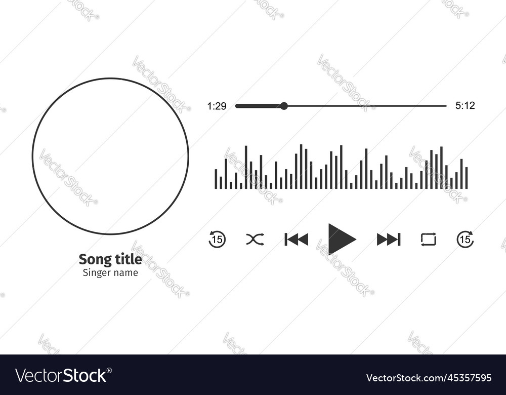 Audio player interface horizontal design Vector Image