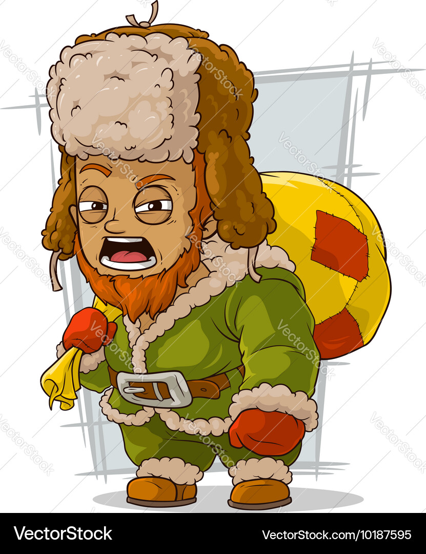 Cartoon homeless man with bag Royalty Free Vector Image