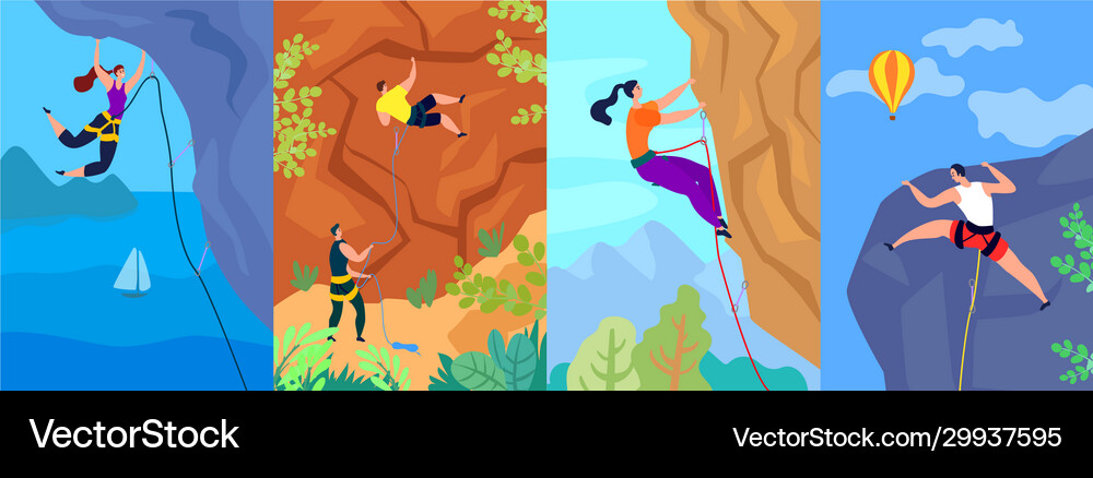 Climbing climber climbs up Royalty Free Vector Image