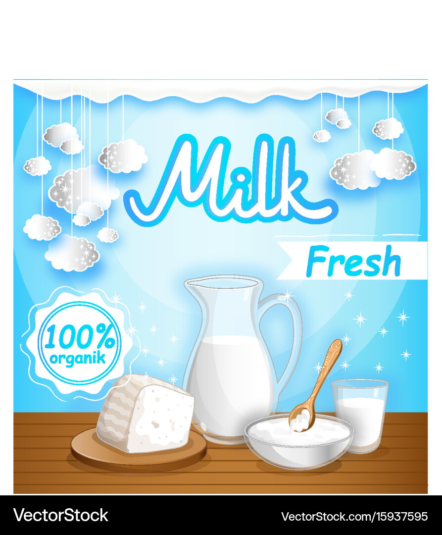 Dairy banner with milk products Royalty Free Vector Image