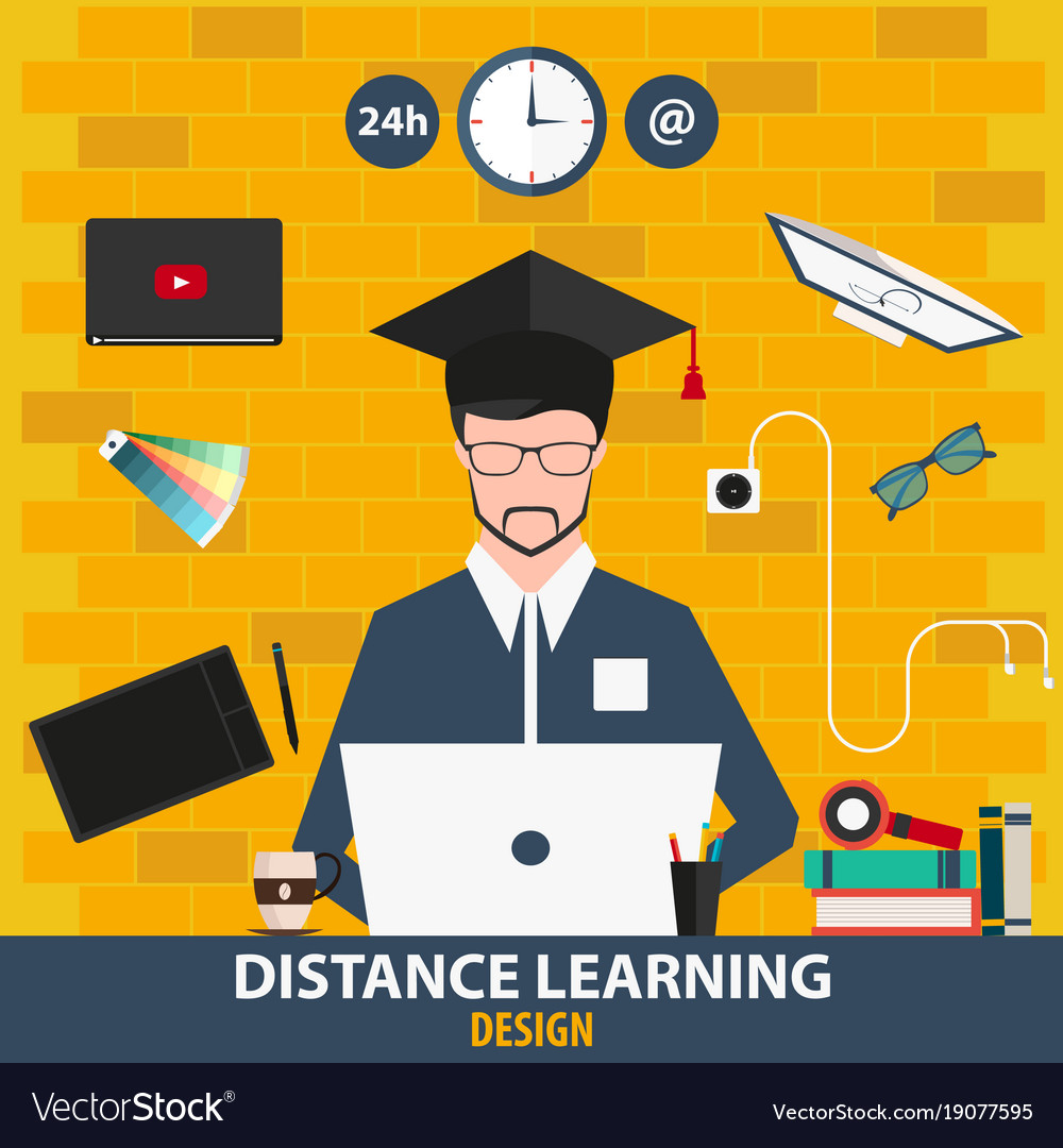 Distance learning online education design Vector Image
