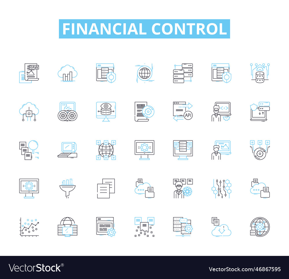 Financial control linear icons set budgeting Vector Image