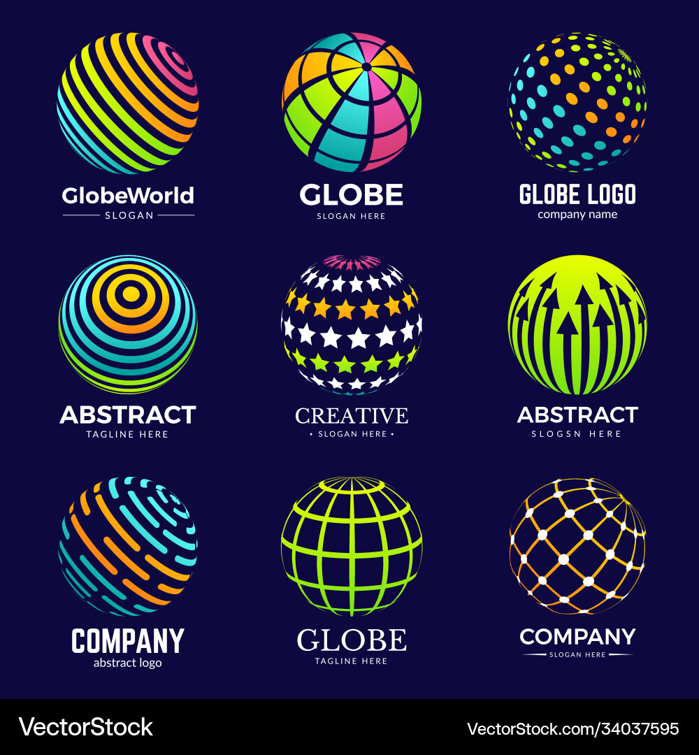 Globe logo stylized circle shapes for business Vector Image
