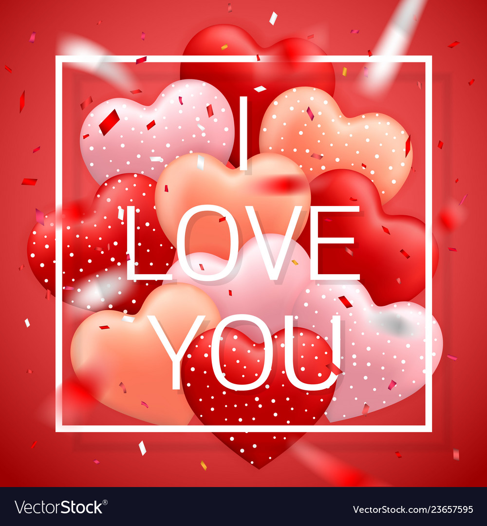 I love you happy valentines day red pink Vector Image