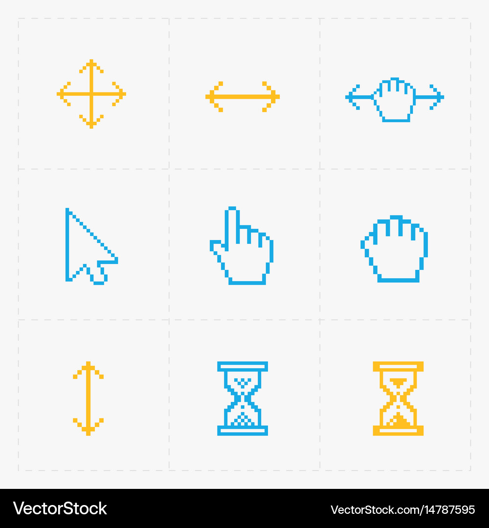 Pixel colorful cursors icons Royalty Free Vector Image