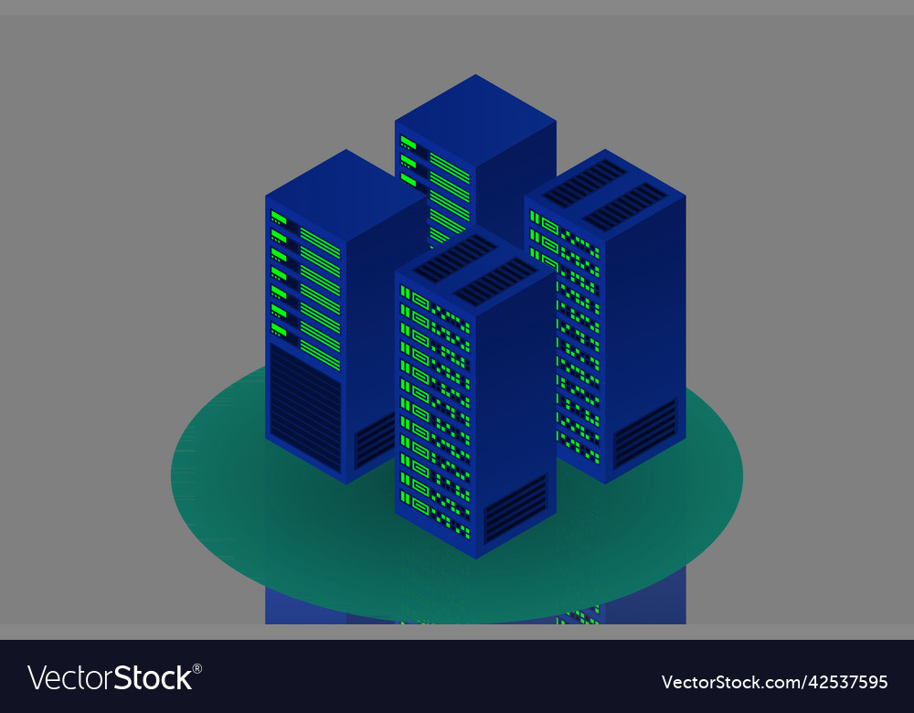 Server room isometric cloud storage data data Vector Image
