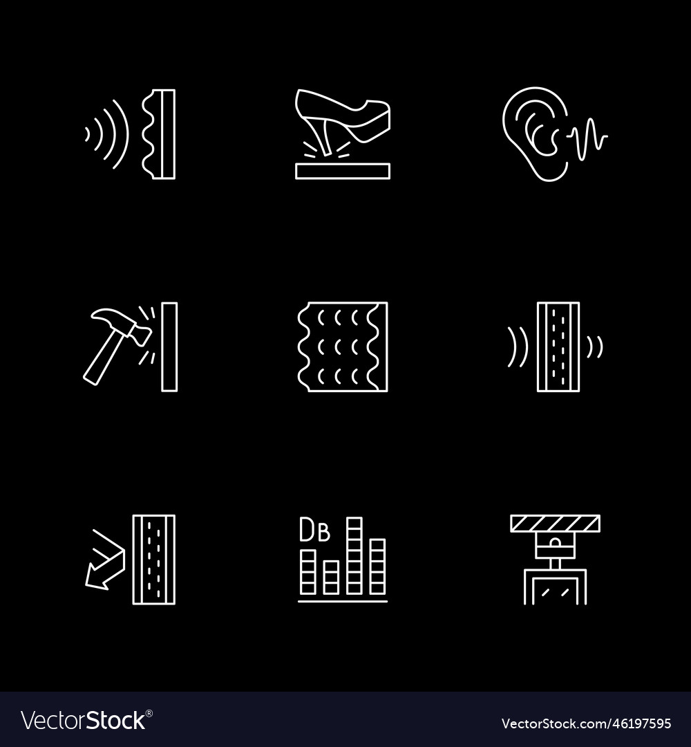 Set line icons of soundproofing Royalty Free Vector Image Set line icons of soundproofing Royalty Free Vector Image