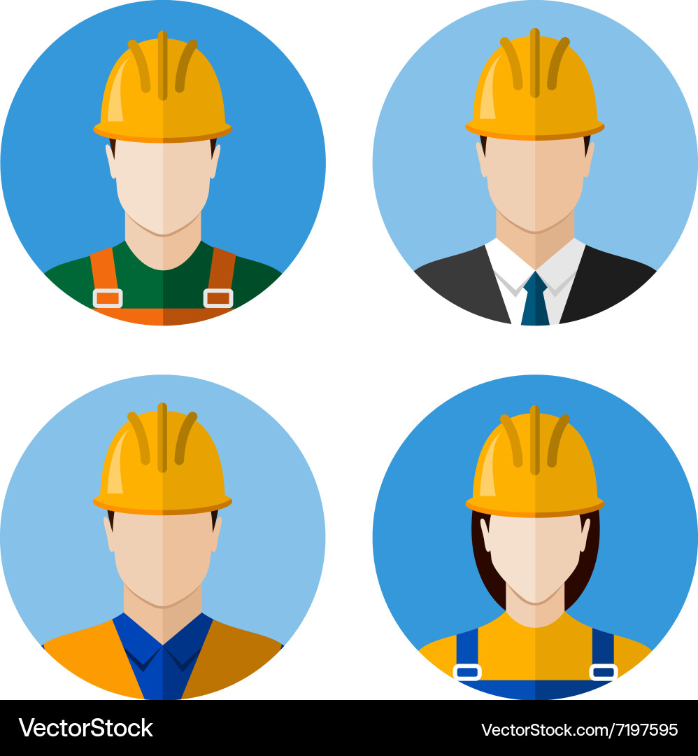 Set of builders avatars Royalty Free Vector Image
