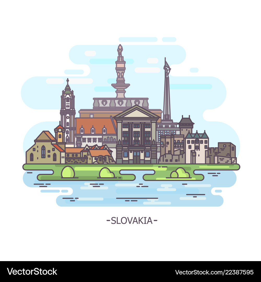 Slovak landmarks or slovakia historical monuments Vector Image