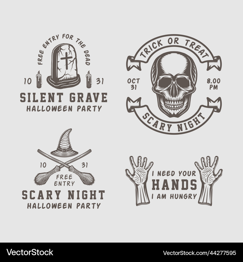 Vintage retro halloween logos emblems badges Vector Image
