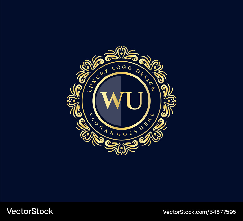 Wu initial letter gold calligraphic feminine Vector Image
