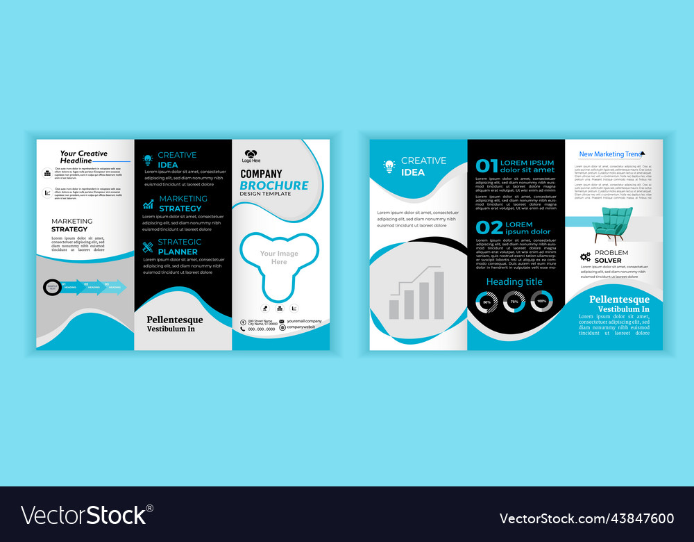 Creative modern trifold business leaflet brochure Vector Image Creative modern trifold business leaflet brochure Vector Image