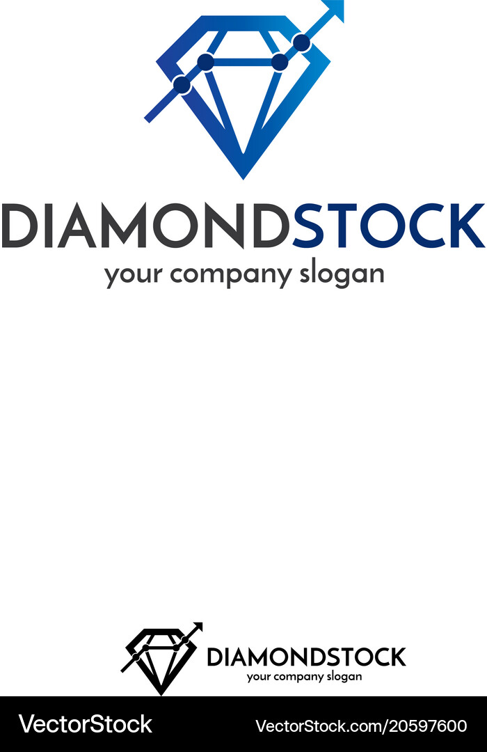 Diamond with stock graph line logo symbol Vector Image