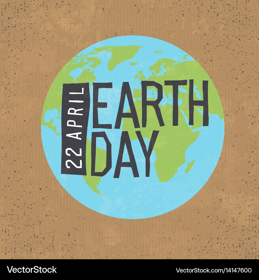 Earth day 22 april text with globe symbol Vector Image