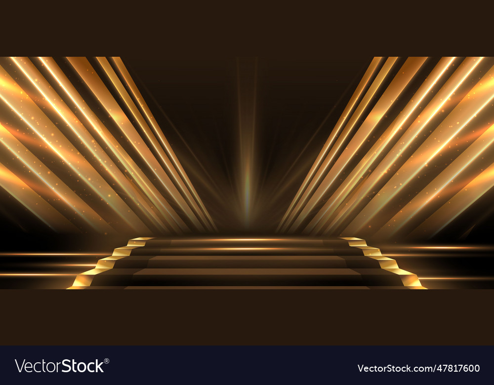 Elegant golden stage diagonal glowing Royalty Free Vector Elegant golden stage diagonal glowing Royalty Free Vector