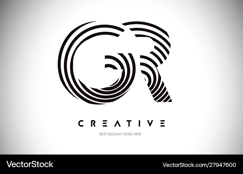 Gr lines warp logo design letter icon made Vector Image