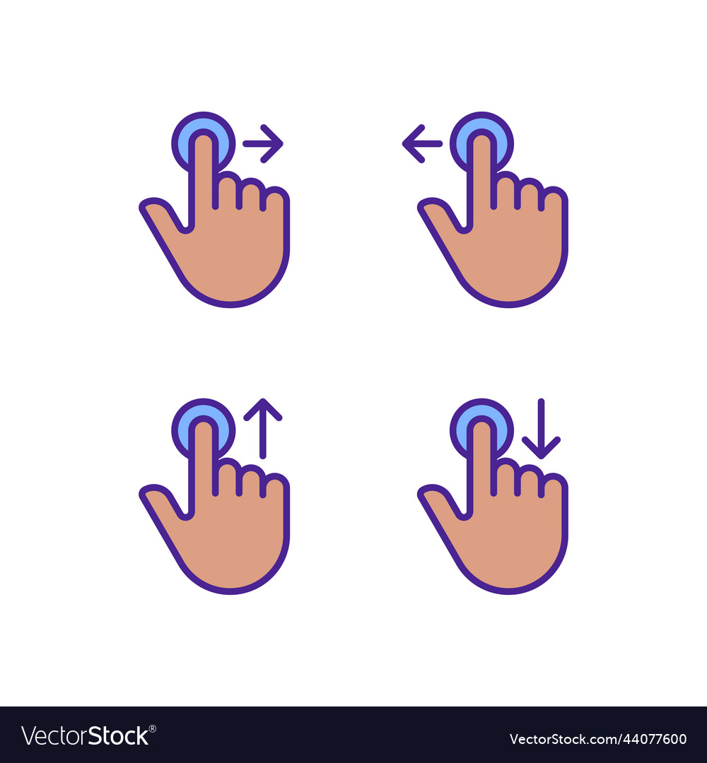 Holding and moving pixel perfect rgb color icons Vector Image