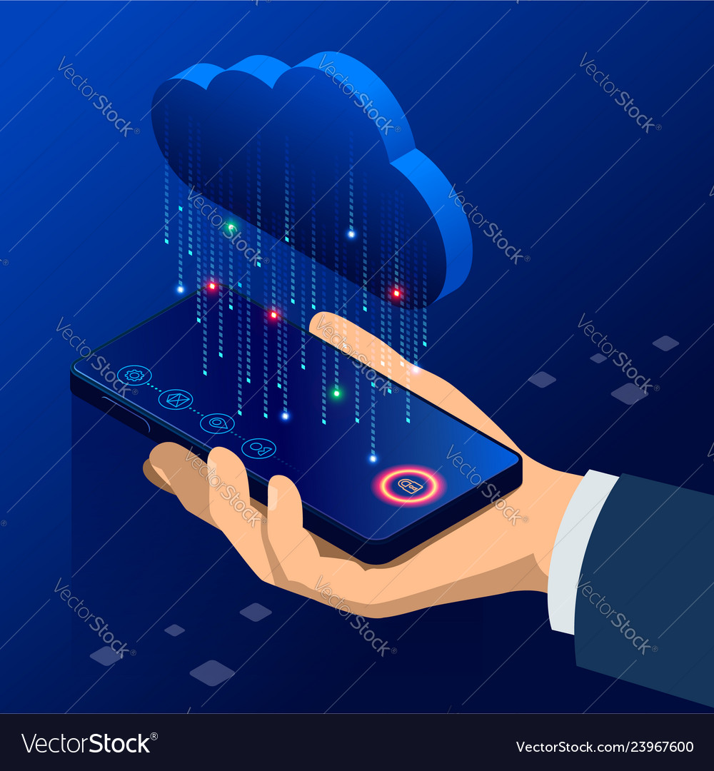 Isometric modern cloud technology and networking Vector Image