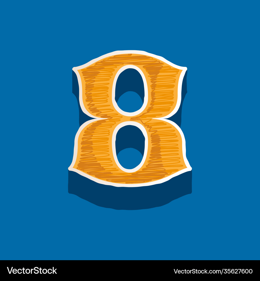 Number eight embroidered logo in classic Vector Image