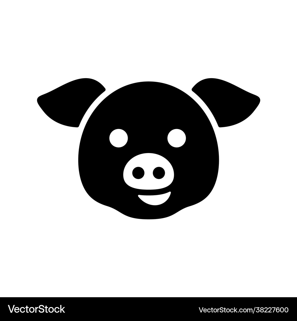 Pig flat glyph icon animal head Royalty Free Vector Image