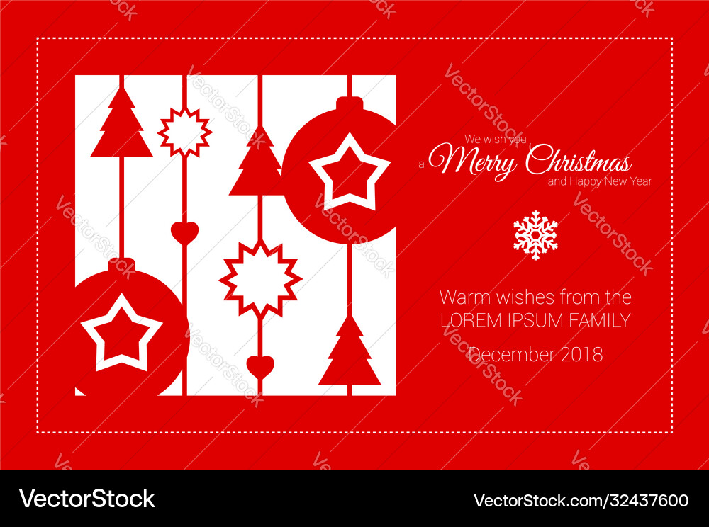 Red christmas greeting card template merry Vector Image