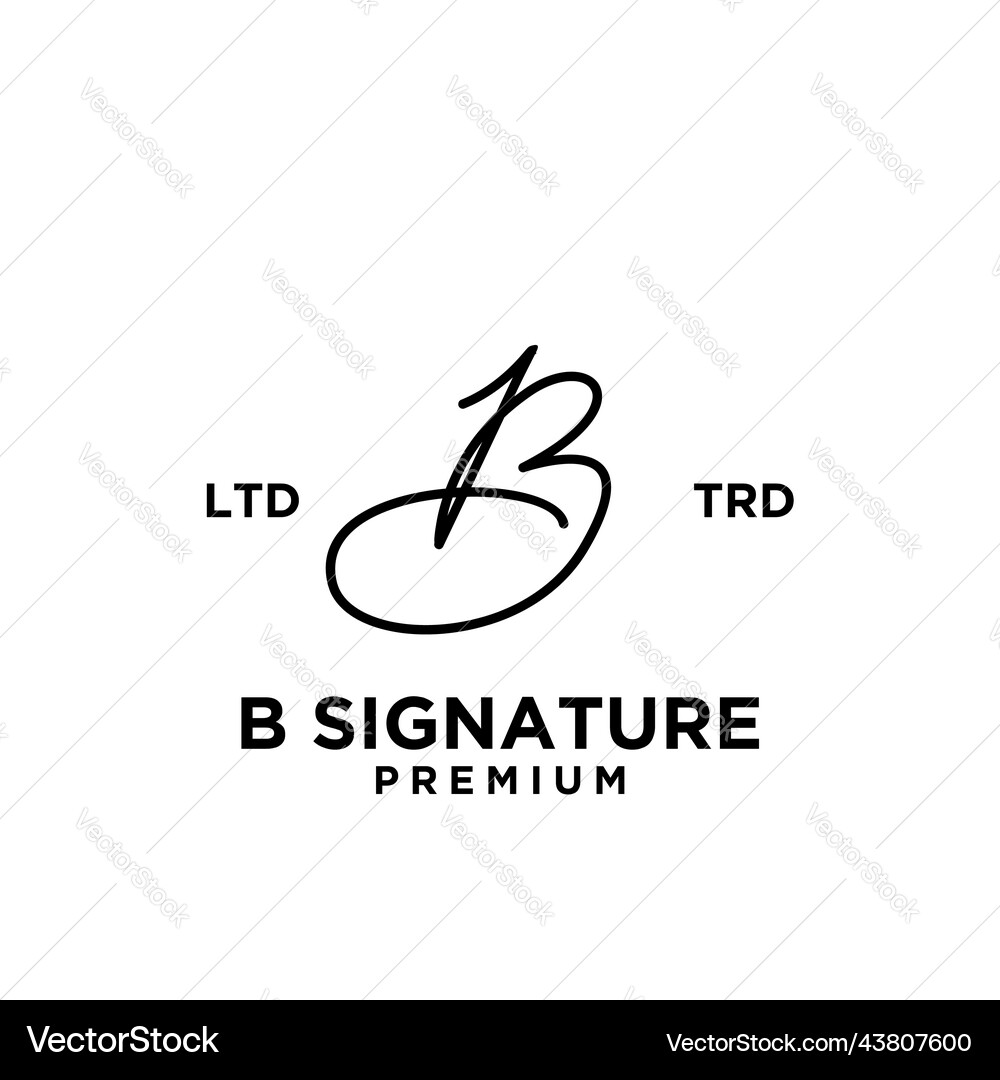 Signature letter b hand write logo design Vector Image