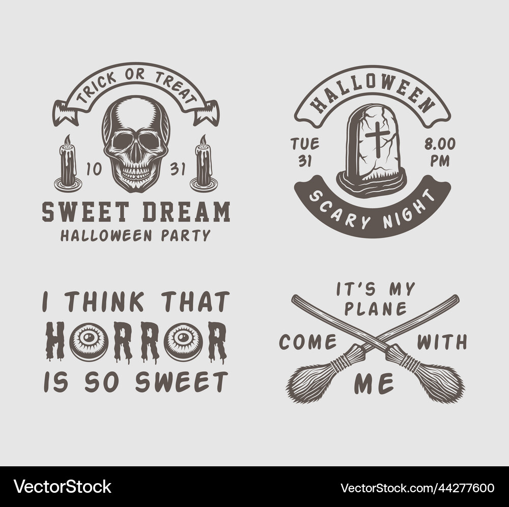 Vintage retro halloween logos emblems badges Vector Image