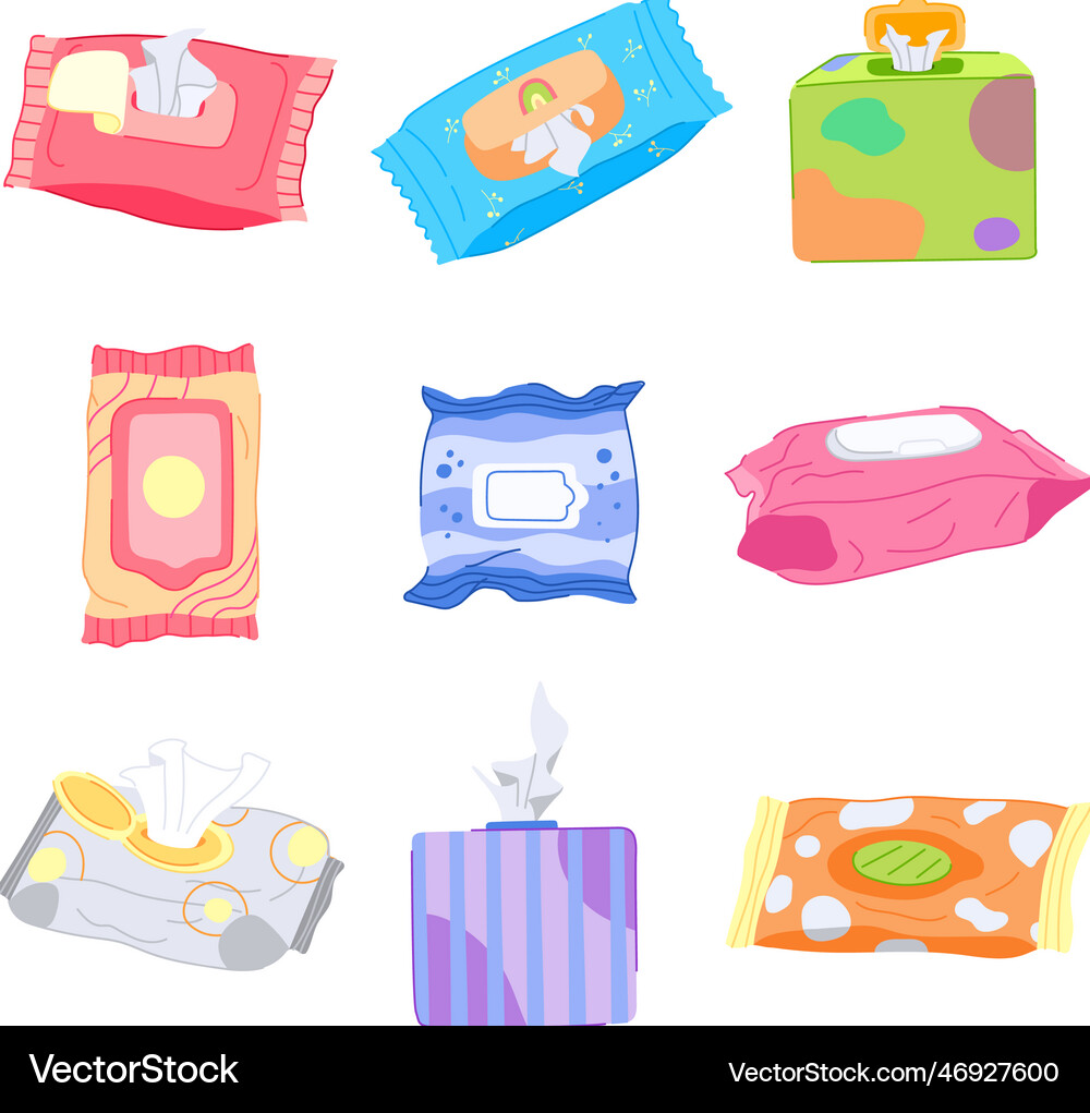 Water wipes set cartoon Royalty Free Vector Image