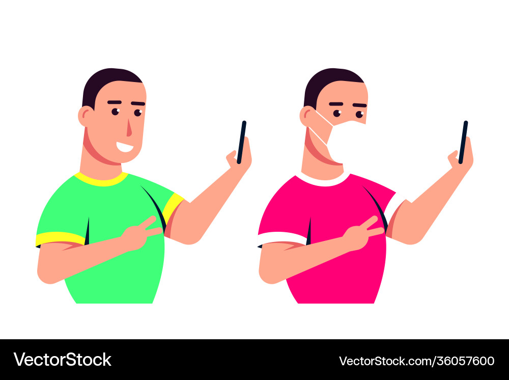 Young man character with smartphone and wearing Vector Image