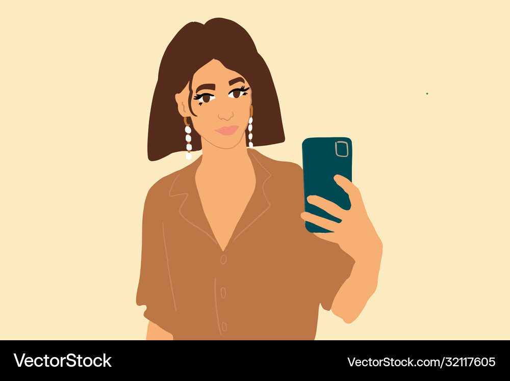 A woman with smart phone Royalty Free Vector Image