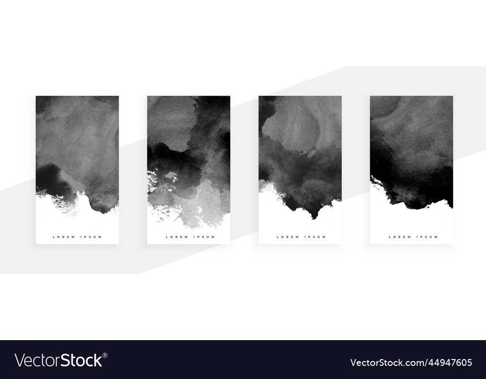 Abstract black watercolor grunge banners set Vector Image