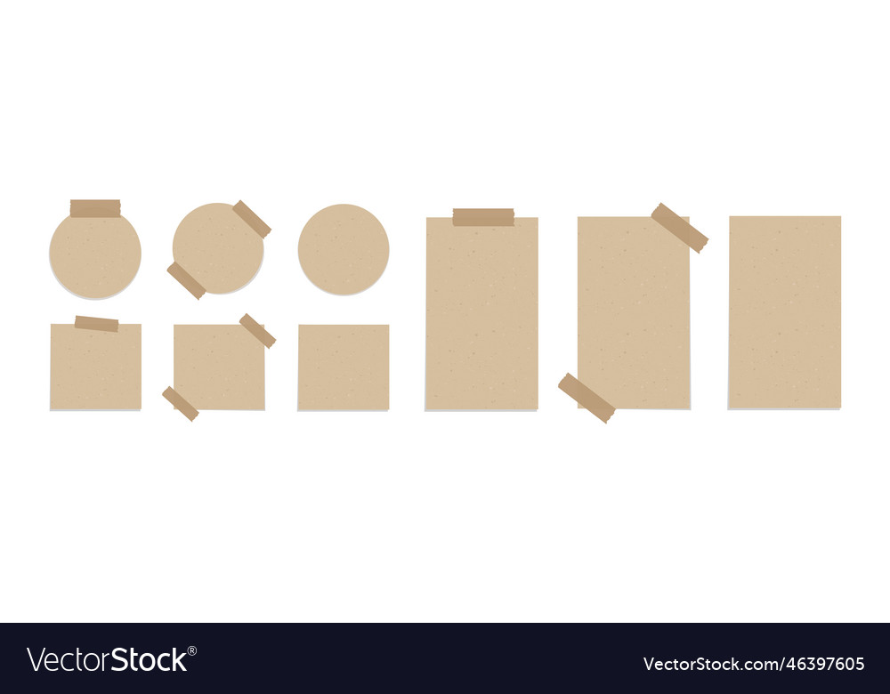 Aesthetic vintage brown paper note set recycled Vector Image Aesthetic vintage brown paper note set recycled Vector Image