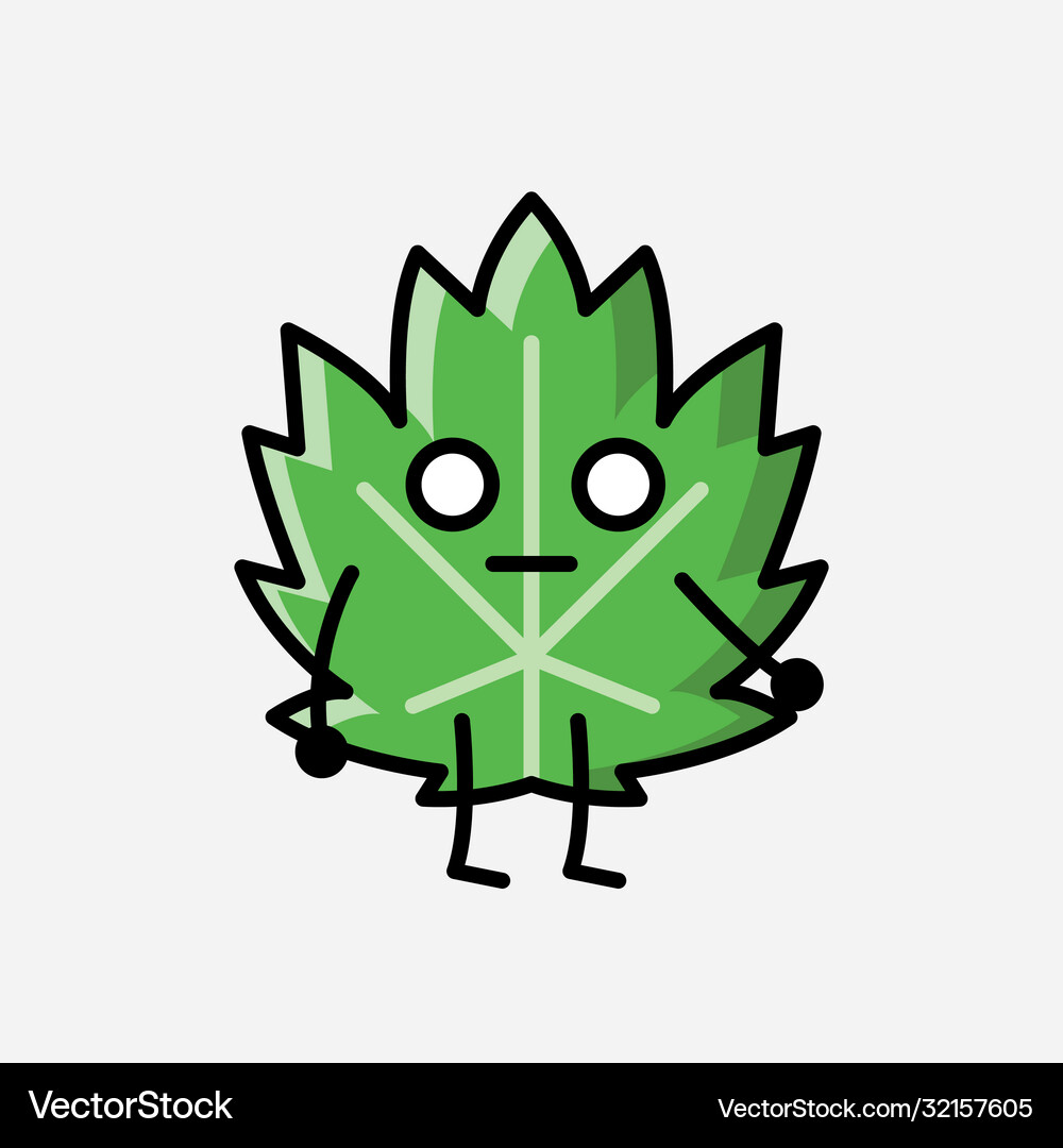 Cute leaf mascot character in flat design style Vector Image