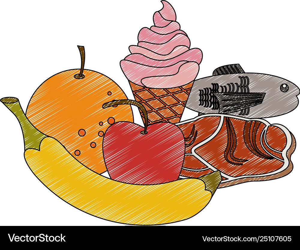 Delicious food cartoon scribble Royalty Free Vector Image
