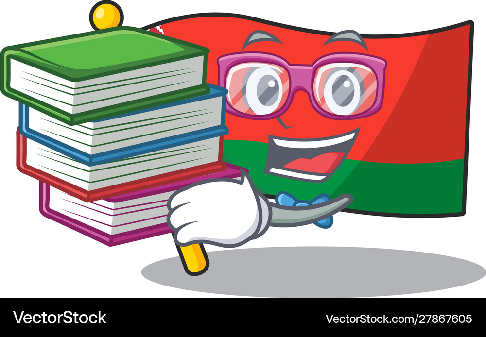 Happy flag student bring book belarus cartoon Vector Image